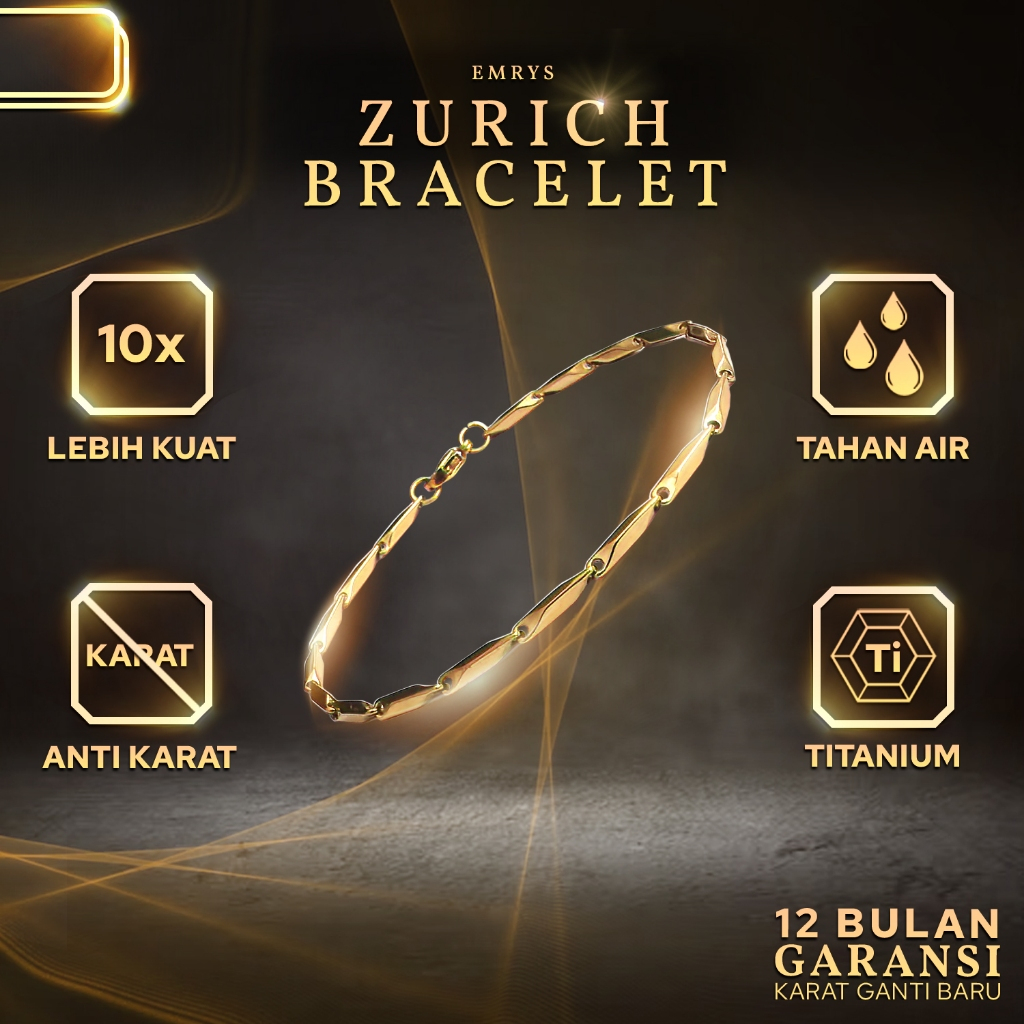 Jual BUY 2 FREE 2 GIFT Emrys Premium Bracelet ZURICH Real Titanium ...