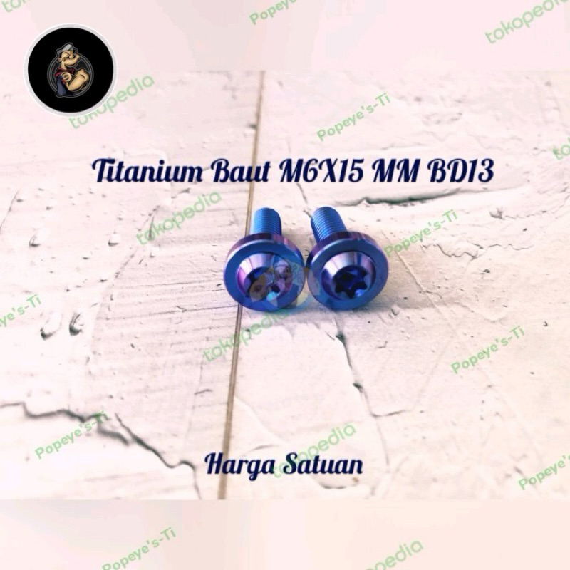 Jual Baut Titanium Bolt M6X15 MM BD13 Baut 10 Panjang 1,5 CM | Shopee ...