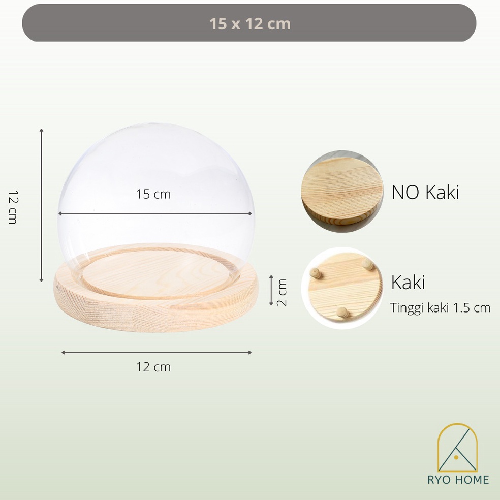 Jual Ryo Home BEVAN Display Glass Dome NON LED Lights Kubah kaca dengan ...