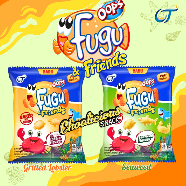Jual OOPS FUGU & Friends Biskuit Rasa Garlic Butter/Choco Blast/Seaweed ...