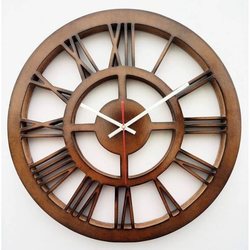 Jual jam dinding kayu jati/ jam dinding angka Romawi/ wall clock/ jam ...