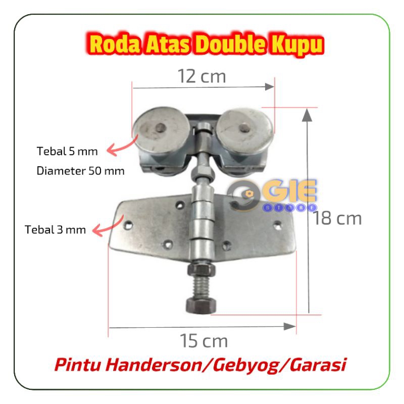 Jual Roda atas double kupu handerson gebyog garasi ruko dorong lipat ...