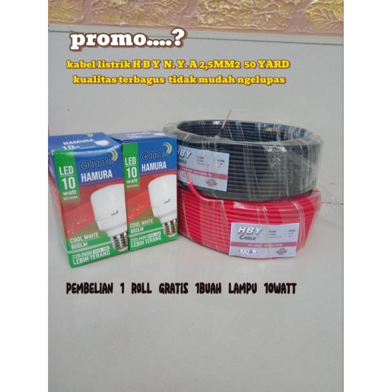 Jual KABEL LISTRIK TEMABAGA H B Y KABEL 1.5mm2 50YARD MERAH-HITAM ...