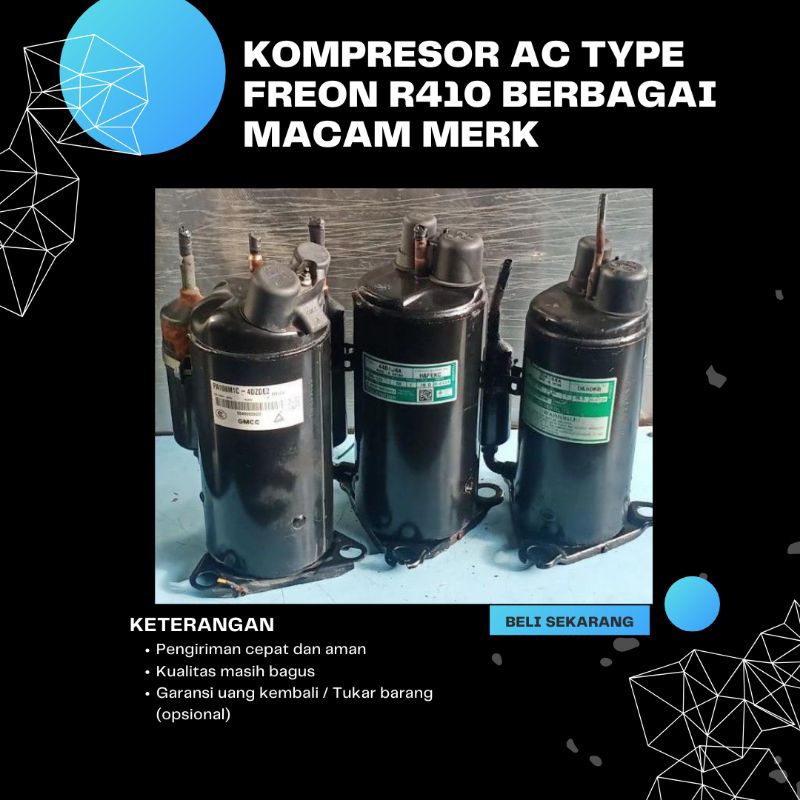 Jual KOMPRESOR AC TYPE FREON R410 berbagai macam merk PANASONIC, SHARP ...