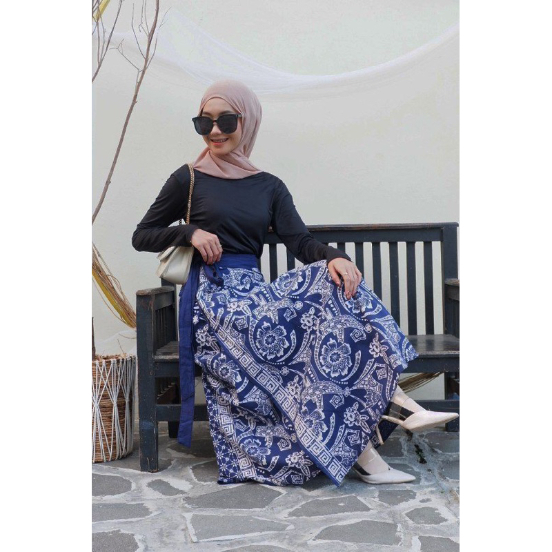 Jual Rok Batik Katun Tebal Model Rok Lilit Payung Motif Indigo Batik ...