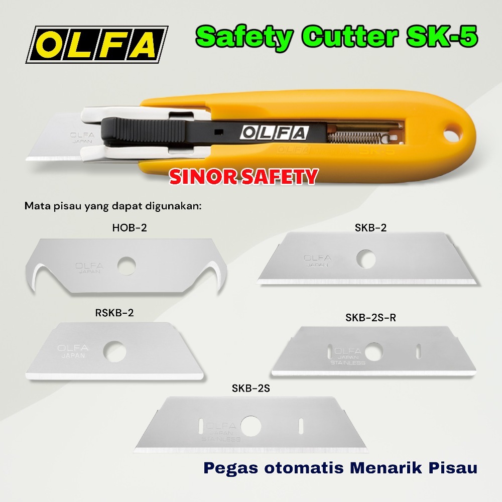 Jual OLFA SAFETY Cutter SK-5 Self Retracting Pisau Ditarik Pegas Otomatis | Shopee Indonesia
