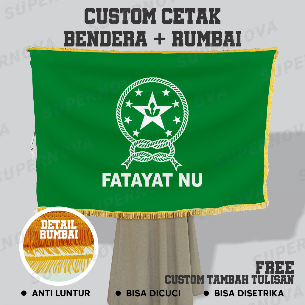 Jual bendera pataka ruangan FATAYAT NU bolak balik 2 sisi plus renda ...