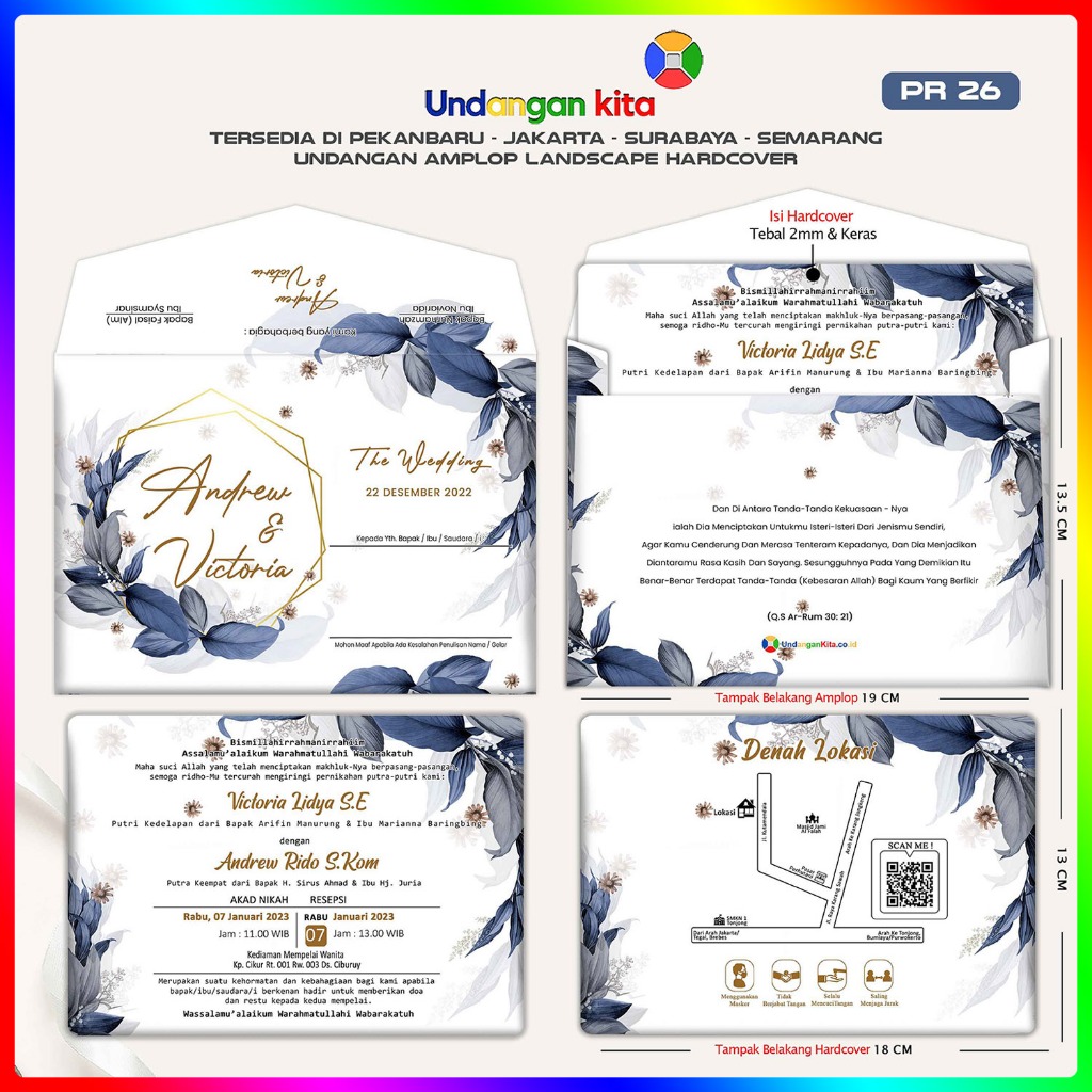 Jual Undangan Pernikahan Amplop Hardcover Landscape Premium Undangan ...