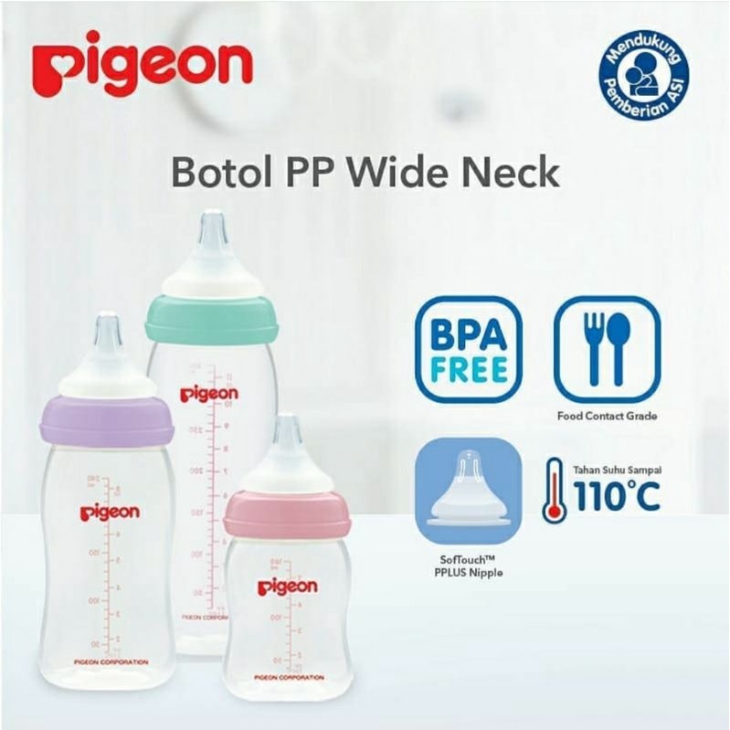 Jual Pigeon Baby Bottle PP Wide Neck Buy 2 Get 1 Free / Botol Susu Anak ...