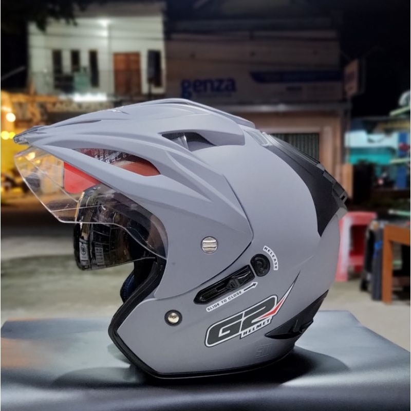 Jual HELM G2 exterminator half face double visor solid | Shopee Indonesia