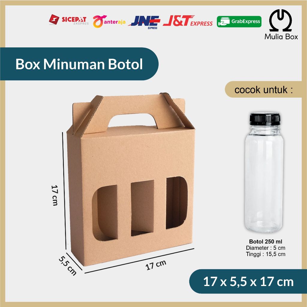 Jual Kardus Packing Jinjing / Gable Box 17 x 5,5 x 17 cm 3 Botol Kale ...