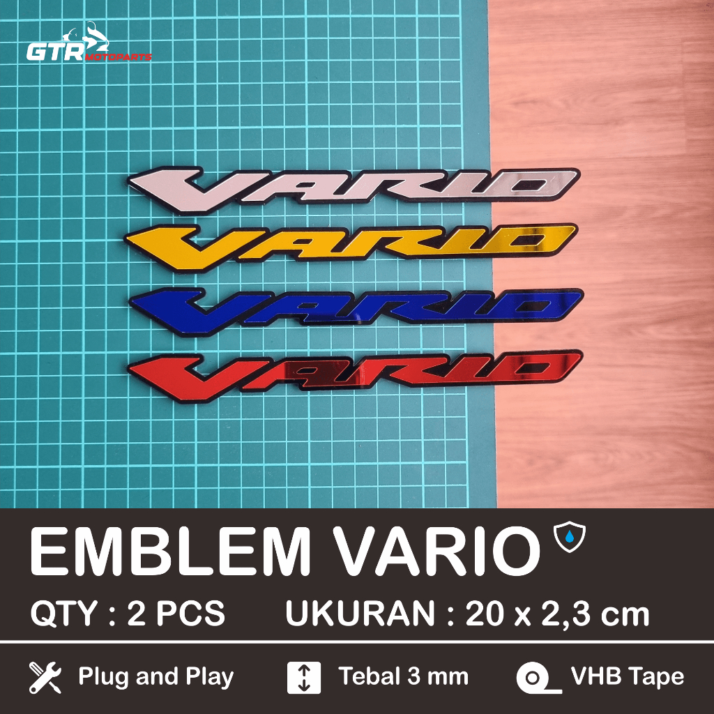 Jual Emblem Vario 2 PCS Logo Timbul 3D Aksesoris Motor Click Vario 125 ...