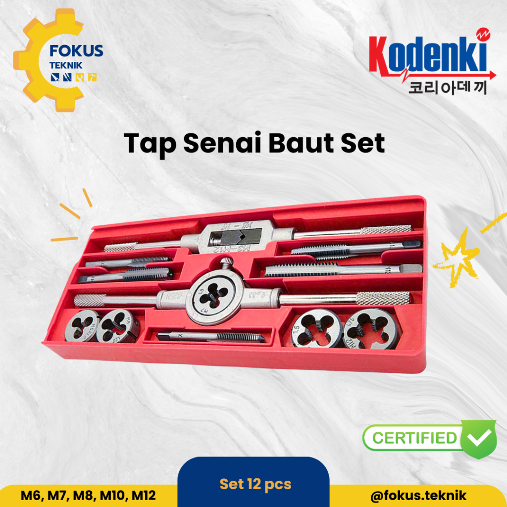 Jual Kodenki Set Tap Alat Metrik Alat Pembuat Drat Metric Hand Tap Set ...