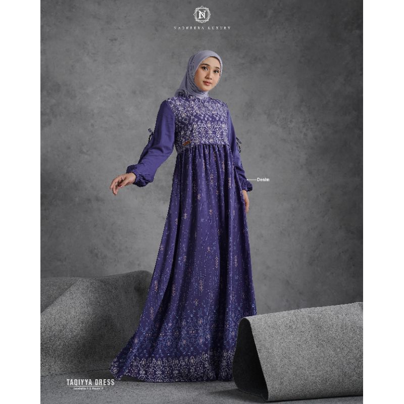 Jual TAQIYYA DRESS • NADHEERA LUXURY / Gamis Motif Premium Adem Flowy Rayon Hitam Gamis Sultan ...