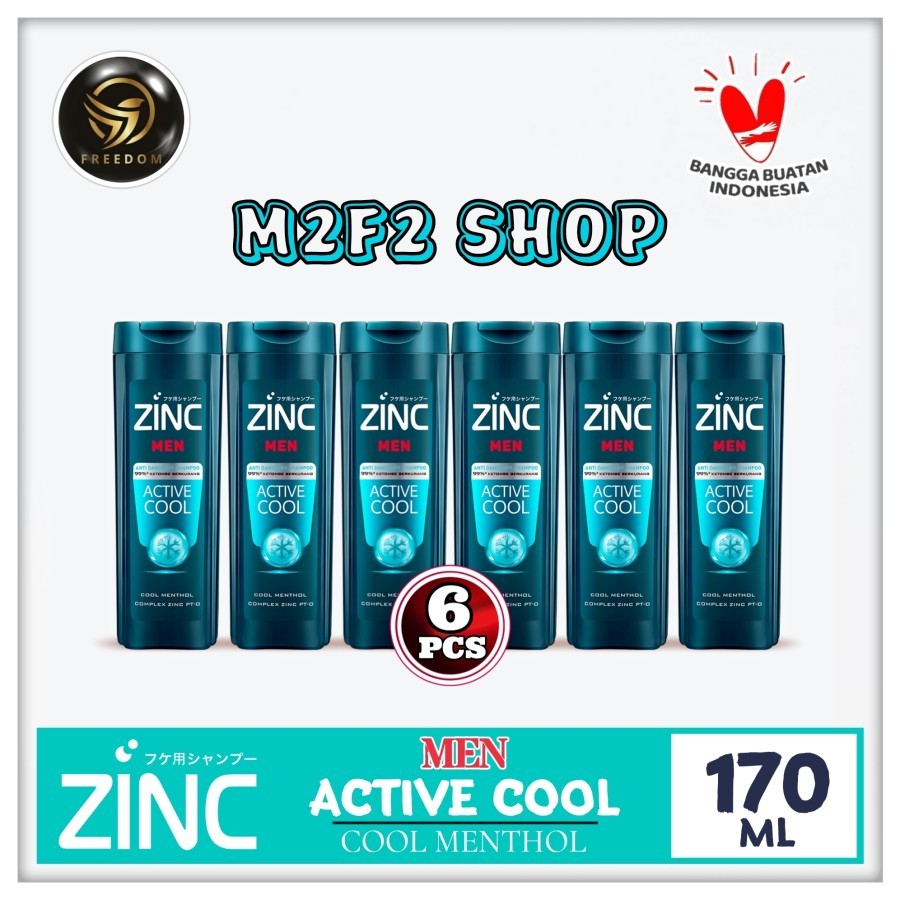 Jual Shampoo Zinc Men Anti Dandruff Active Cool - 170 ml (Kemasan 6 Pcs ...