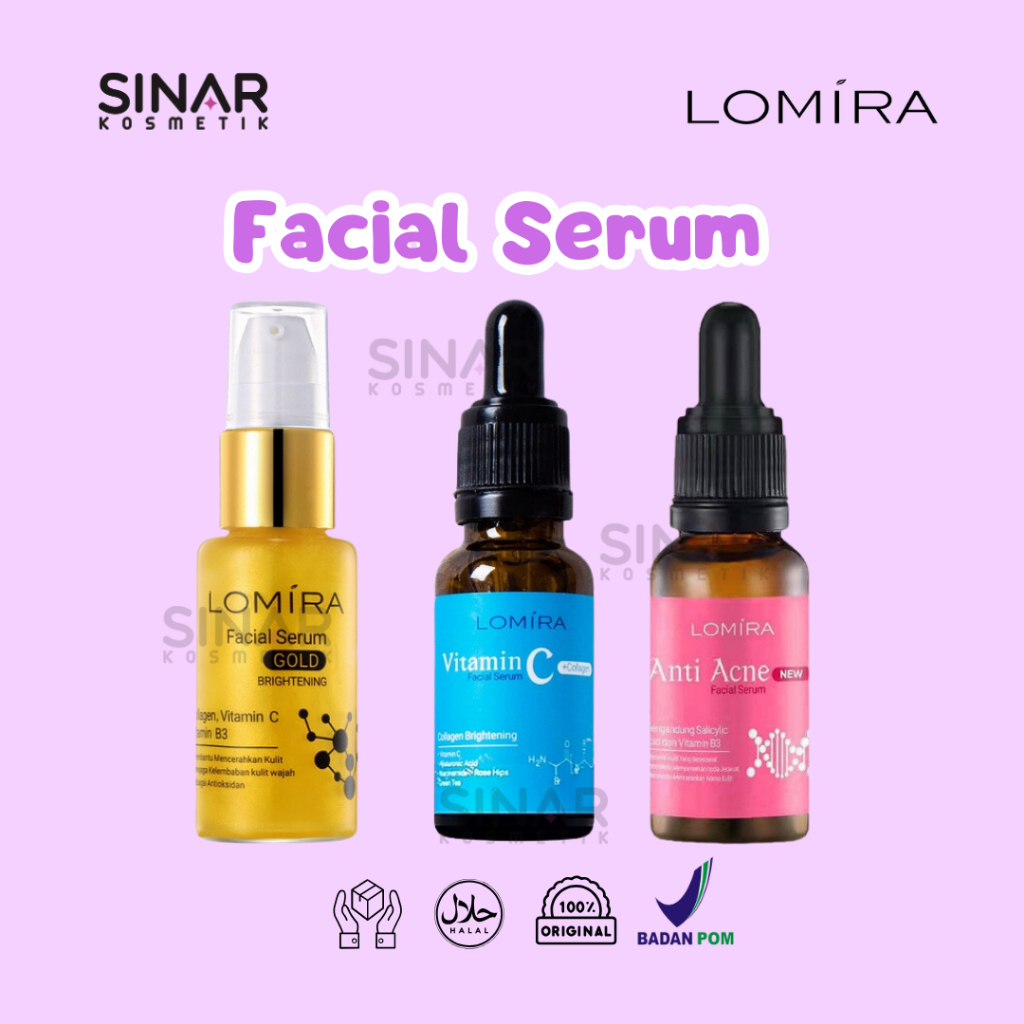 Jual Lomira Serum Vit C + Collagen / Anti Acne / Gold Brightening ...