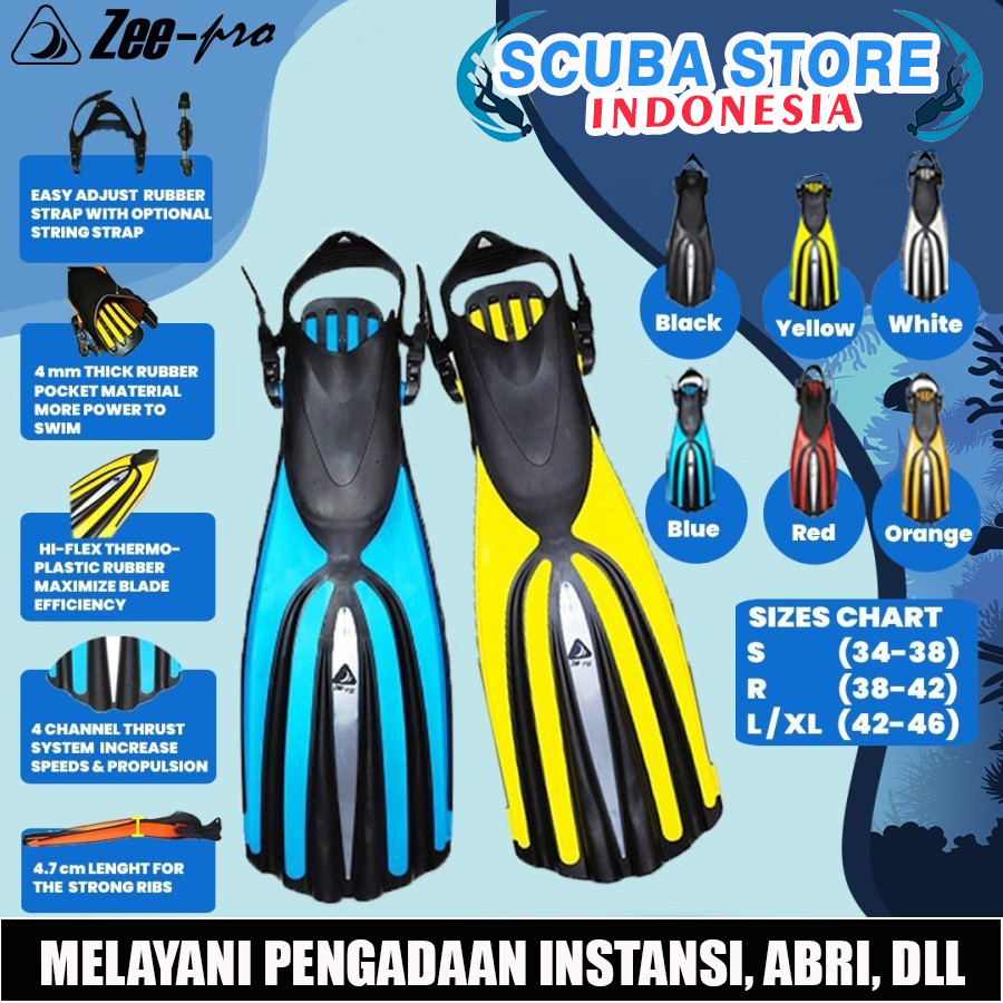 Jual Fin Open Heel OH Zeepro Jet Plus V1 Fins Kaki Katak Selam B-Fins ...