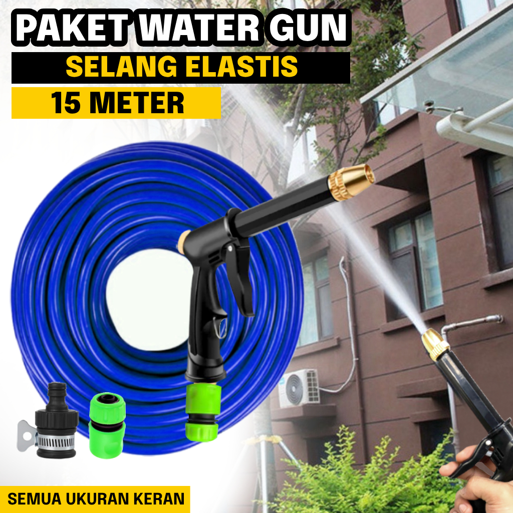 Jual SELANG GEMUK Selang Air Cuci Motor 15 Meter Sepaket Selang Elastis ...