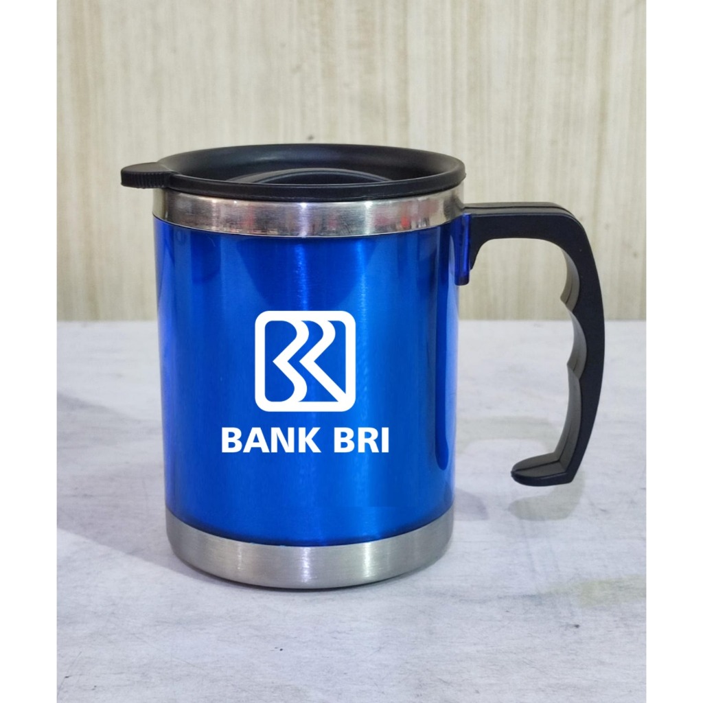 Jual Mug Termos Gelas Warna Logo BANK BRI/Cangkir Stainless Steel 450 ...