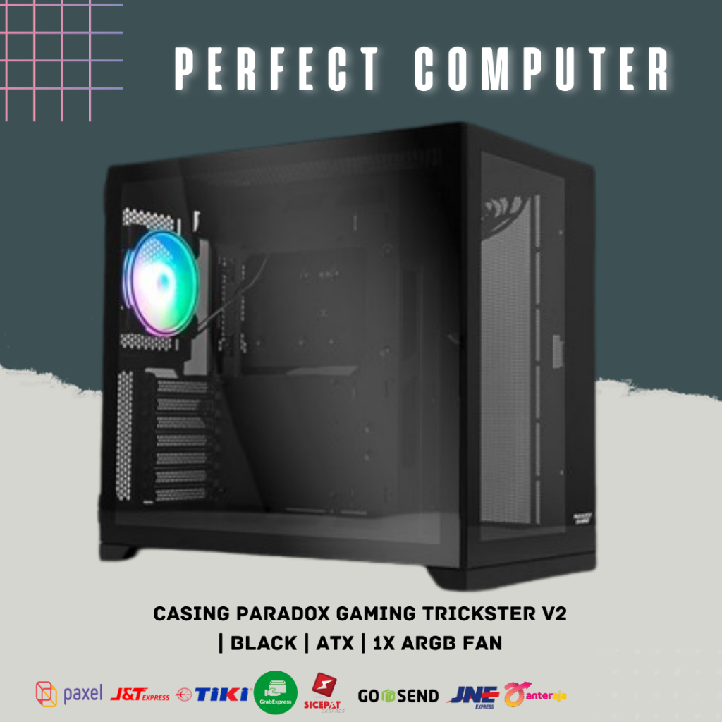 Jual Casing Paradox Gaming TRICKSTER V2 Black | ATX | 1X ARGB FAN ...