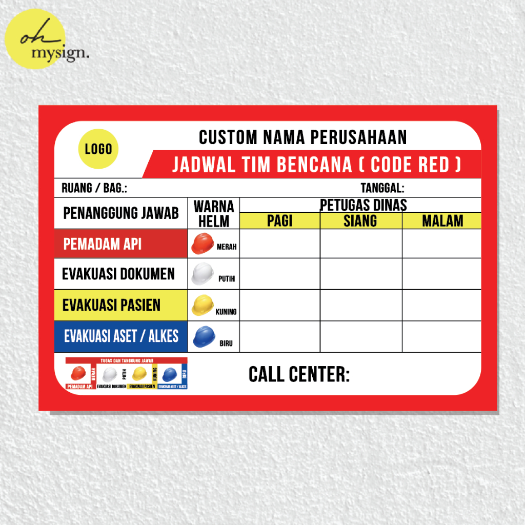 Jual Papan Code Red Akrilik UV Print Acrylic Papan Jadwal Tim Bencana ...