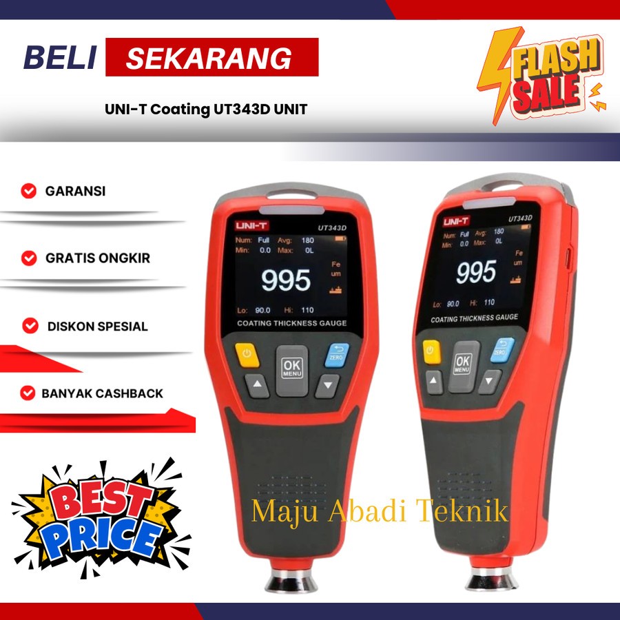 Jual UNI-T Coating Thickness Gauge Alat Ukur Ketebalan Cat UT343D UNIT ...