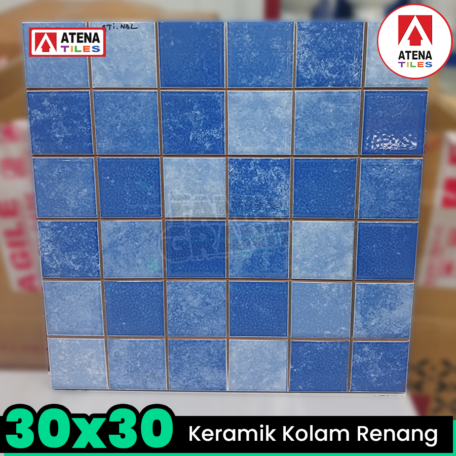 Jual Keramik Kolam Renang 30x30 Atena Tiles Atlantic Blue Motif Mozaik ...