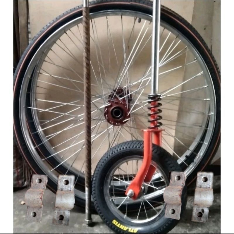Jual BONUS KLEM..!! FULLSET Roda gerobak velg becak+as+roda belakang ...