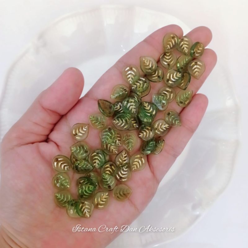 Jual Manik / Mote Daun Hijau 1,3 cm | Shopee Indonesia