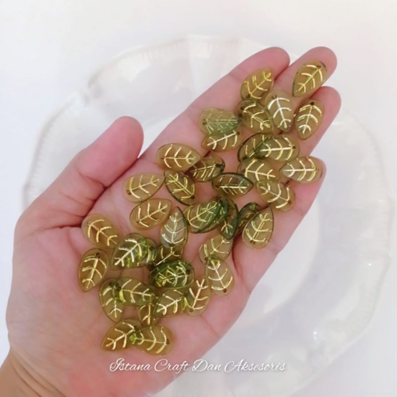 Jual Manik / Mote Daun Hijau 1,8 cm | Shopee Indonesia