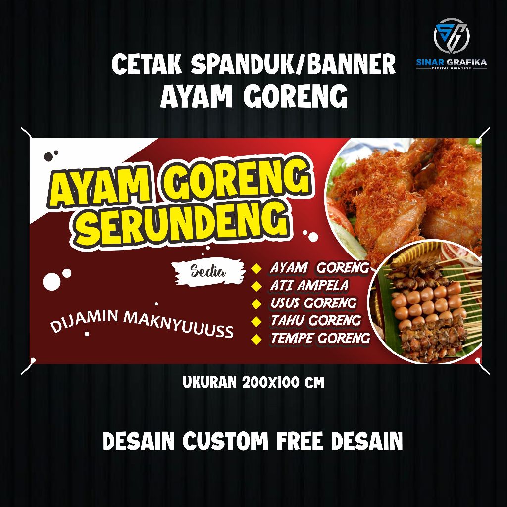 Jual CETAK BANNER AYAM GORENG | SPANDUK JUAL AYAM GORENG | FREE DESAIN ...