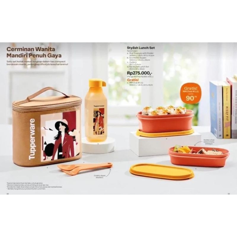 Jual PROMO!!! TUPPERWARE STYLISH LUNCH SET / KOTAK BEKAL 1 SET LENGKAP ...