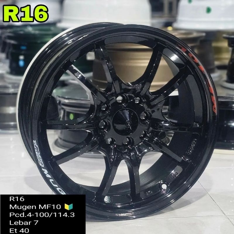 Jual velg mobil brio mugen mf-10 ring 16 lebar 7 et40 glossy black ...