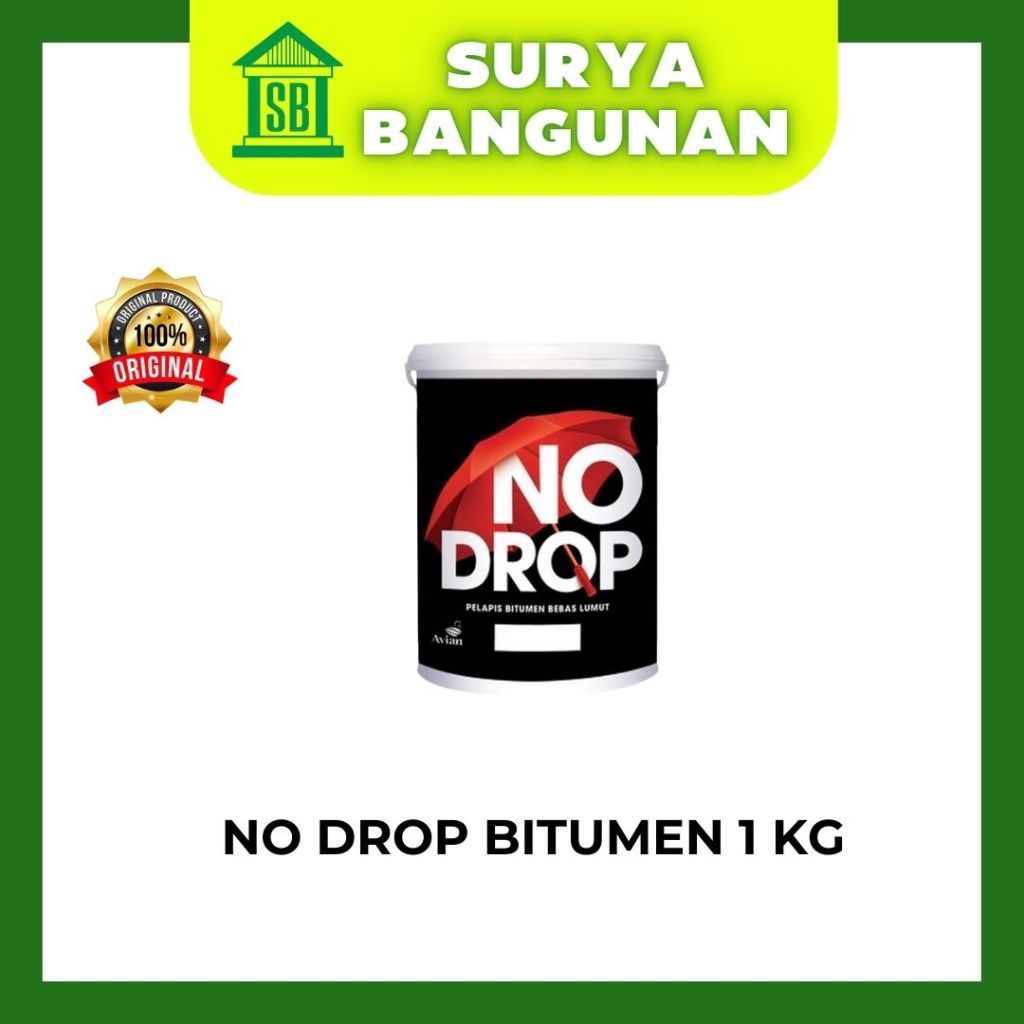 Jual NO DROP BITUMEN CAT PELAPIS ANTI BOCOR BLACK HITAM 1 KG | Shopee Indonesia