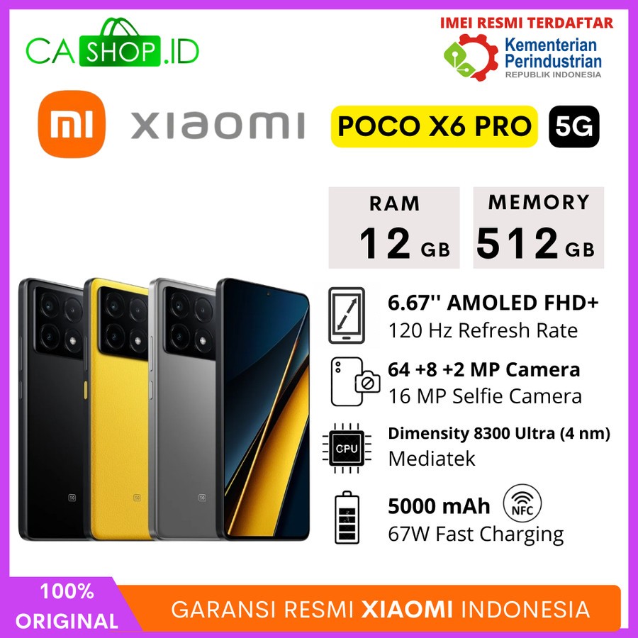 Jual Xiaomi Poco X Series | Poco X6 Pro 5G NFC 12GB 512GB (12/512) - New Original Garansi Resmi ...