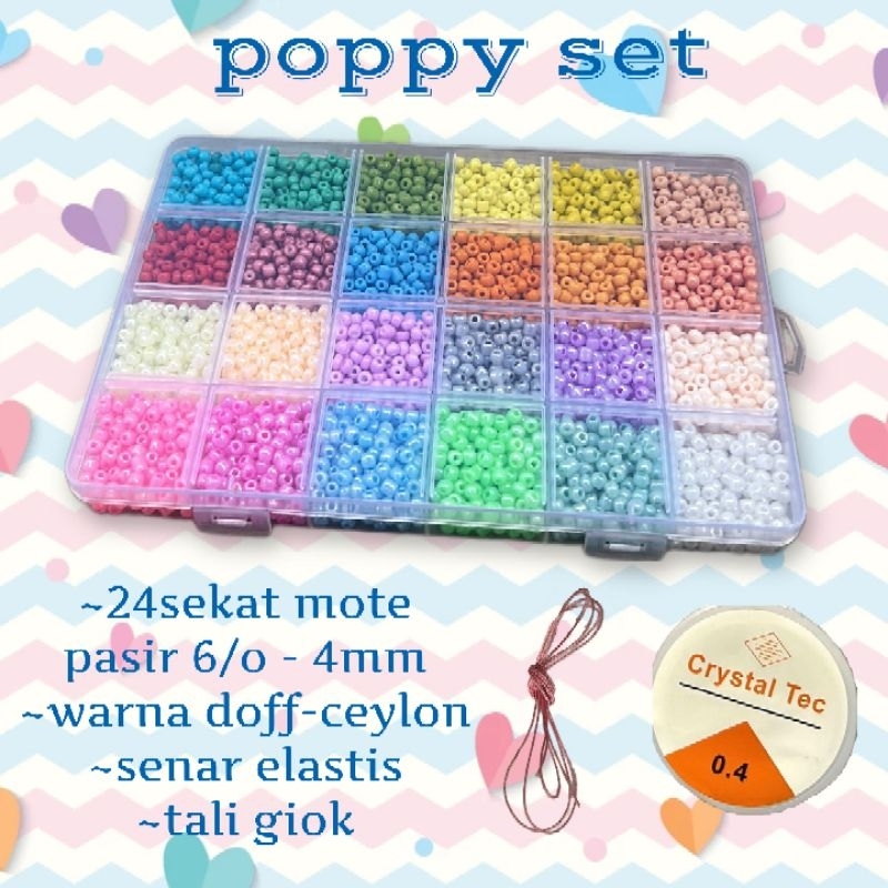 Jual nafisah edutoys POPPY SETManik Mote Pasir 8/o 3mm Set Box 24Warna ...
