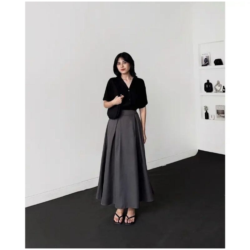 Jual Lunar Flare Skirt - Rok Wanita Cotton Twil Korean Skirt Style ...