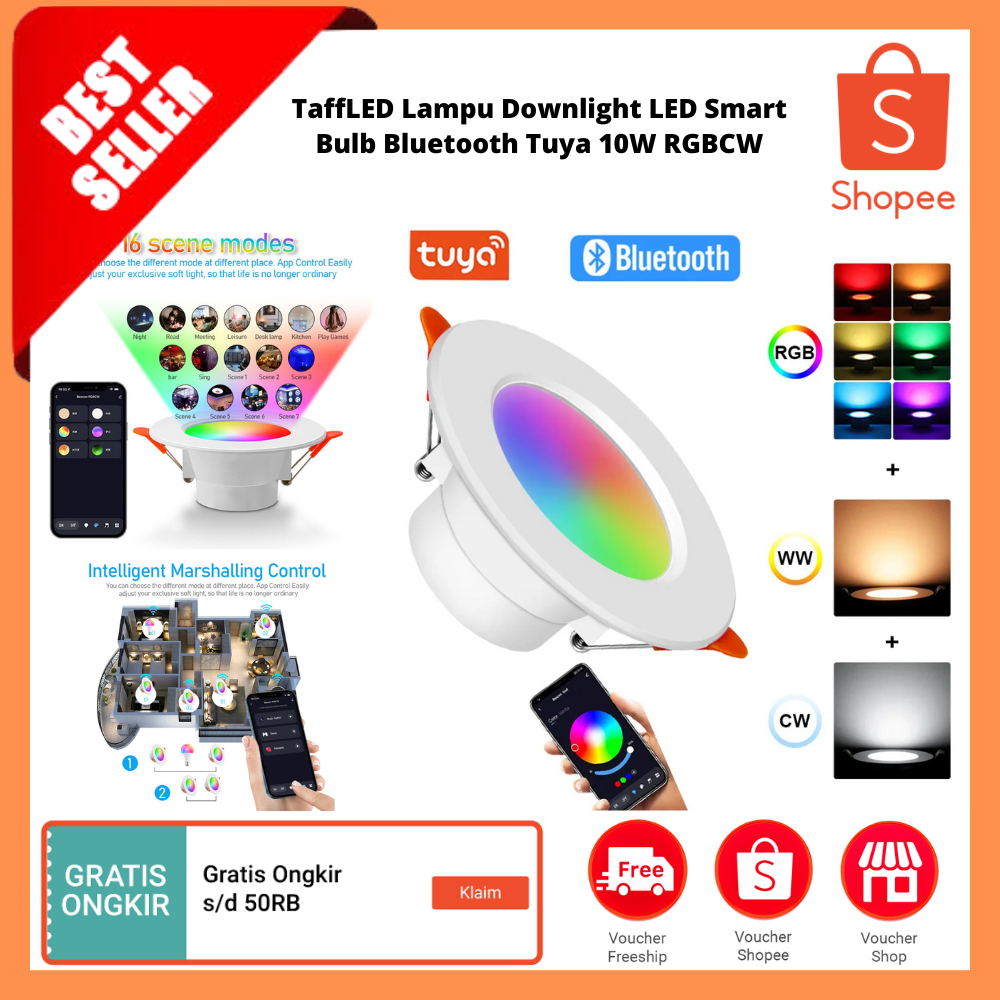 Jual Lampu Downlight LED Smart Bulb Bluetooth Tuya 10W RGBCW / Lampu Sorot LED Pintar Dalam ...