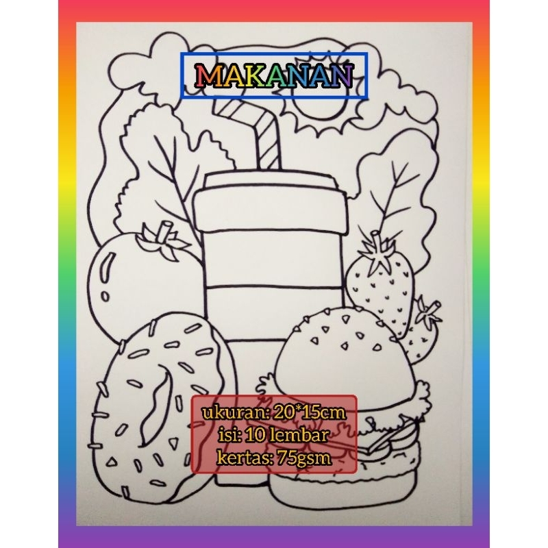 Jual LEMBAR MEWARNAI MAKANAN & MINUMAN (EASY) | Shopee Indonesia