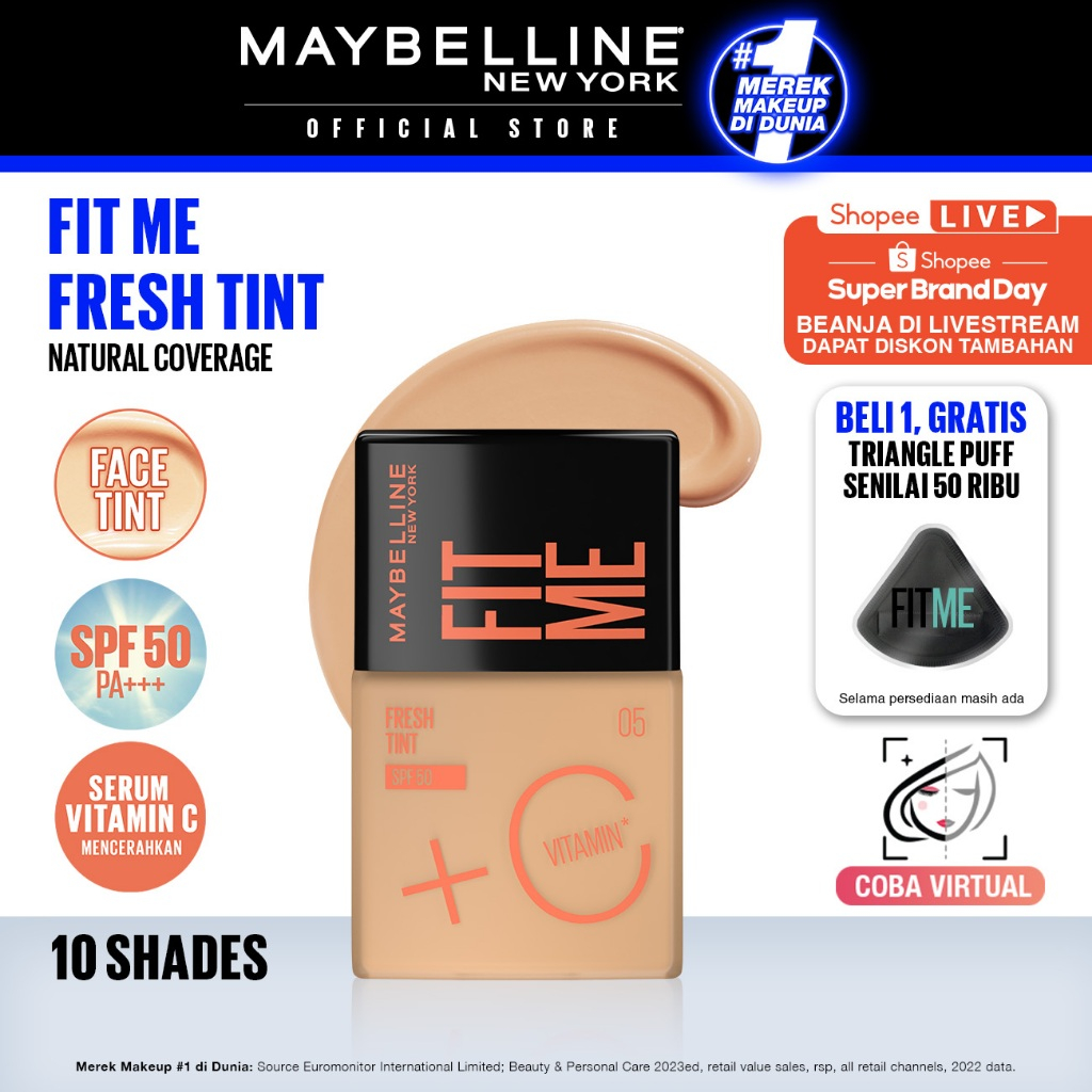 Jual Maybelline Fit Me Fresh Tint 3 IN 1 30ml Skin Tint Foundation ...