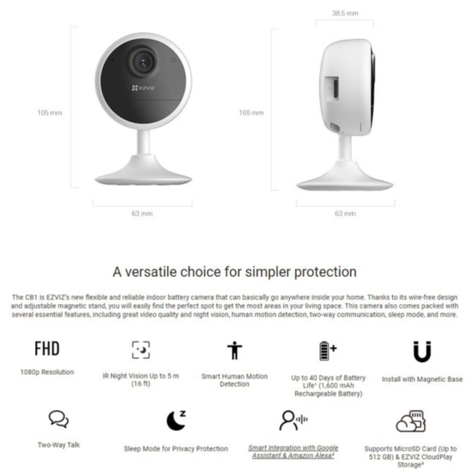 Jual Ezviz CB1 Smart Home Internet Camera with Battery Ip Cam CCTV PPN ...