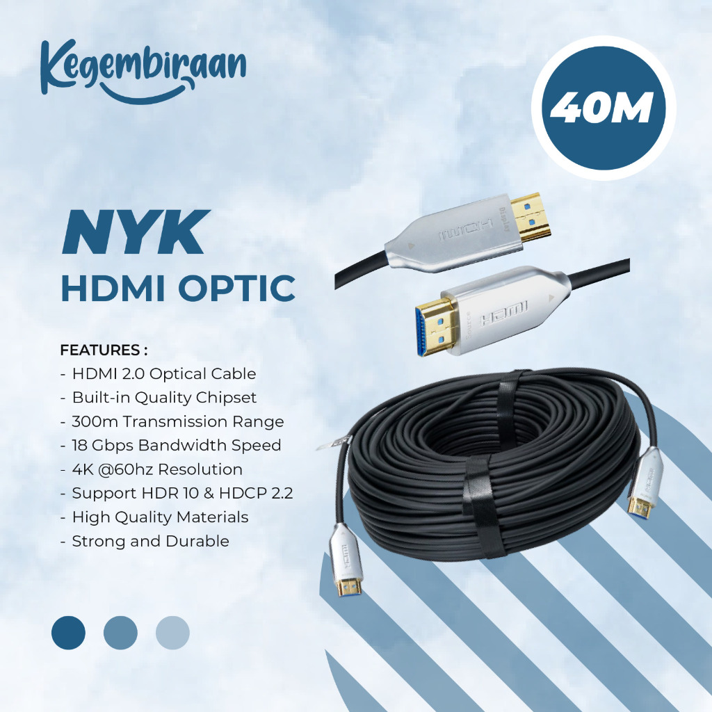 Jual Kabel HDMI 40M NYK Fiber Optic 2.0 UHD 2160 NYK HDMI 40 Meter 4K ...