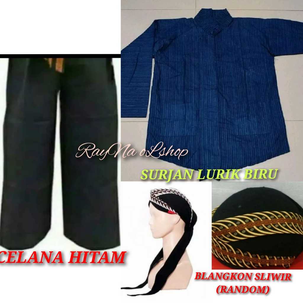 Jual SURJAN LURIK BIRU + BLANGKON SLIWIR + CELANA HITAM | SETELAN PAKAIAN TRADISIONAL PRIA ...