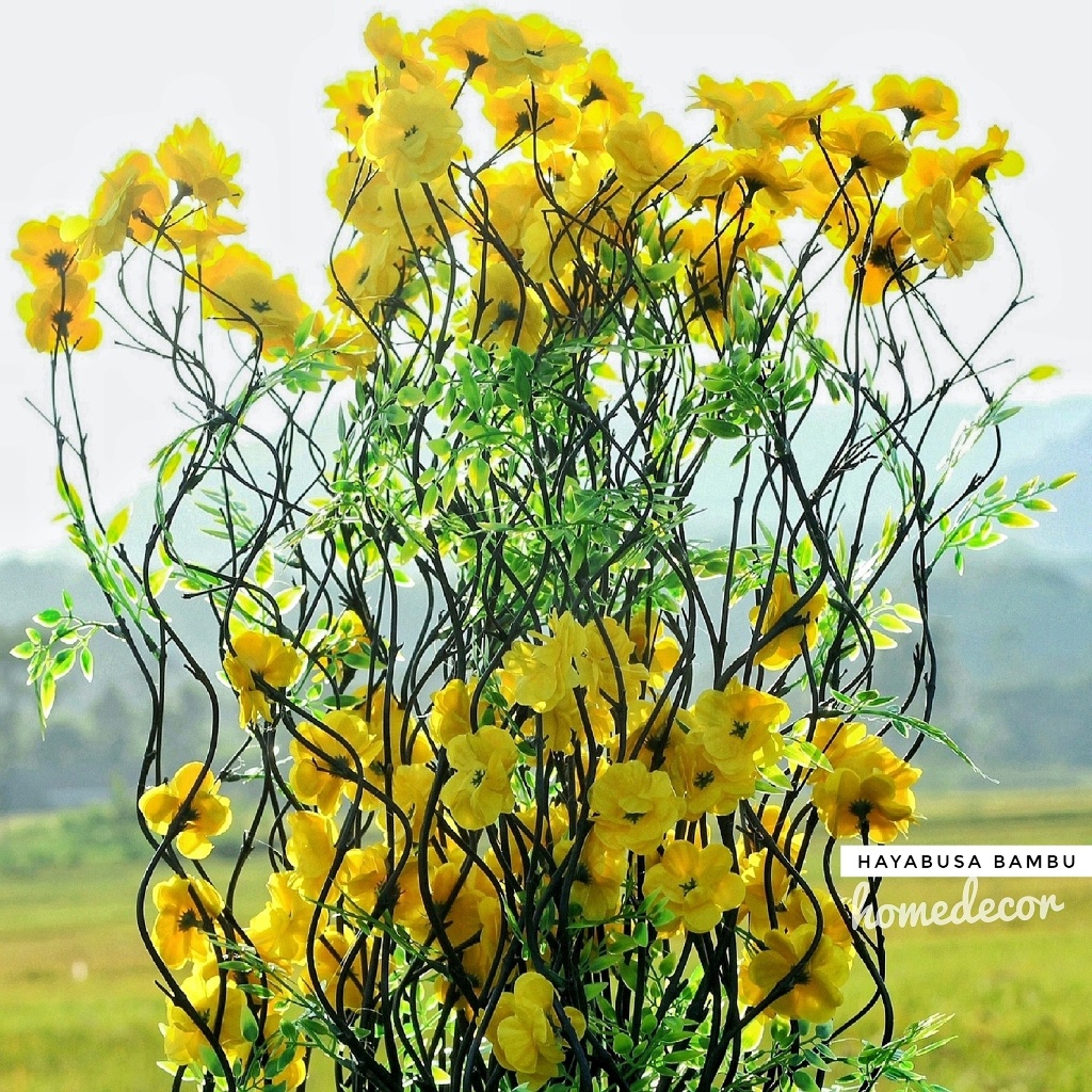 Jual 10 Bambu Ulir Cendani Bunga Dekorasi Anyelir Kuning Artifisial ...