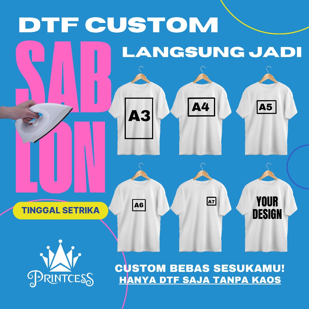 Jual DTF Sablon Sticker A3, A4, A5, A6, & A7 Satuan Custom Tinggal ...