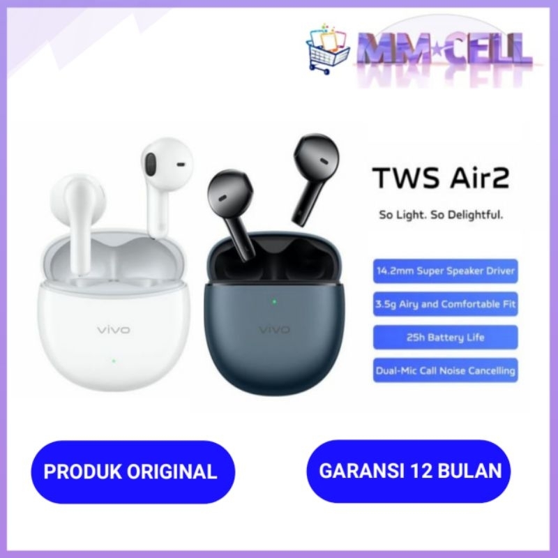 Jual VIVO TWS AIR2 | EARPHONE BLUETOOTH VIVO TWS AIR 2 GARANSI RESMI ...