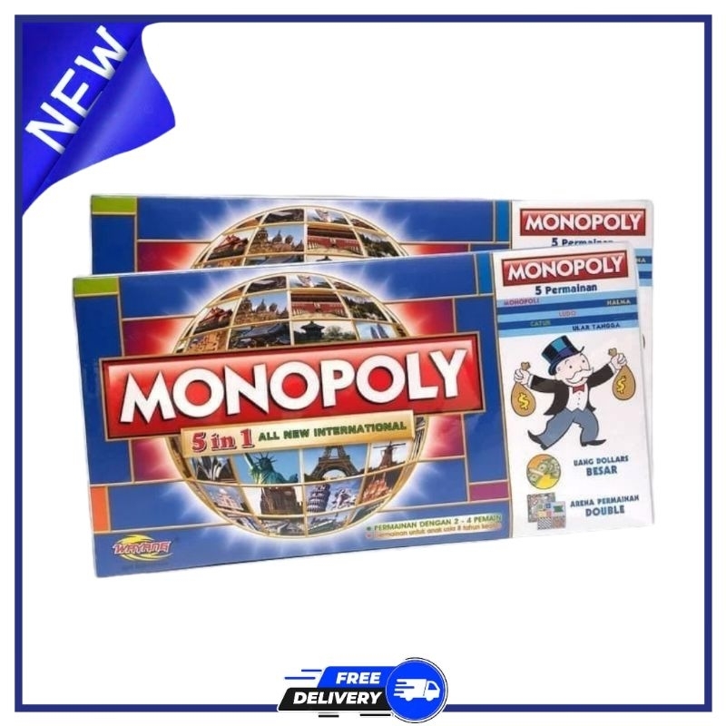 Jual Monopoly 5 in 1 Permainan Papan Monopoli Halma, Ludo, Ular Tangga ...