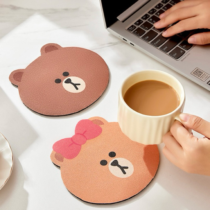 Jual BROWN LINE FRIENDS ALAS GELAS COASTER KARET TATAKAN GELAS ANTI ...