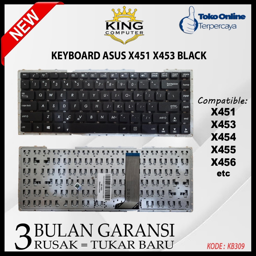 Jual Keyboard Laptop Asus X453 X451 X451M X451E X453M X455L A455L D451 HITAM | Shopee Indonesia