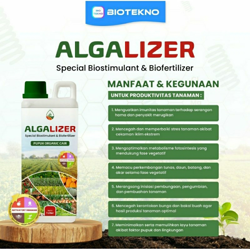 Jual Pupuk Organik Algae ALGALIZER Special Biostimulant dan Biofertilizer | Biotekno | Shopee ...